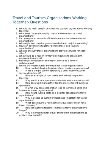 Travel and tourism organisations working together | Teaching Resources