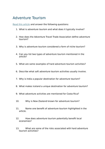 Using Research to Identify Travel and Tourism Trends | Teaching Resources