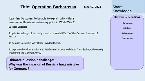 Operation Barbarossa | Teaching Resources