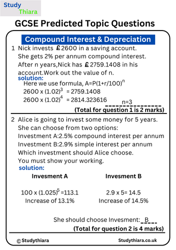 Compound interest Part 2 Key stage 3 to 4 | Teaching Resources