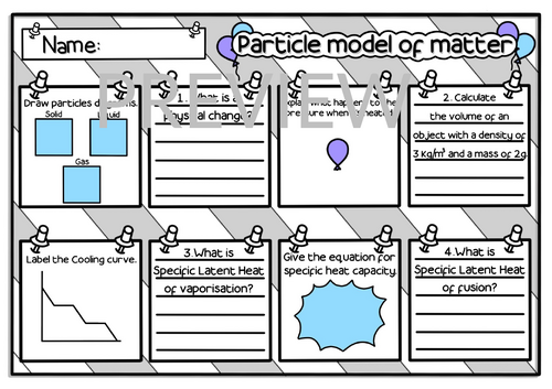 Particle Model of Matter Knowledge Organiser Worksheet KS4 and KS3 ...