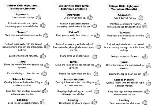 High jump technique cards | Teaching Resources High jump technique cards | Teaching Resources