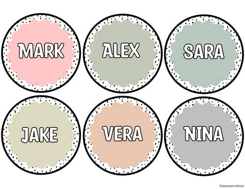 Printable Boho Neutral Spotty Student Name Labels, Cubbies Labels ...