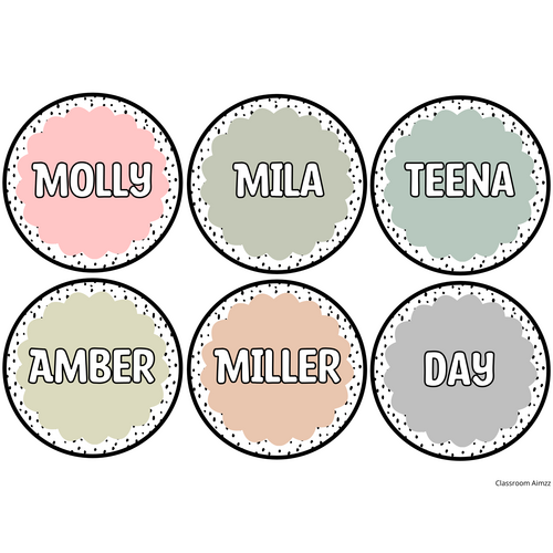 Printable Boho Neutral Spotty Student Name Labels, Cubbies Labels ...