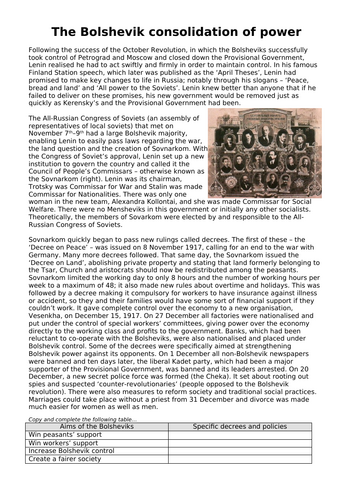 2N Revolution and dictatorship: Russia, 1917–1953 Treaty of Brest ...