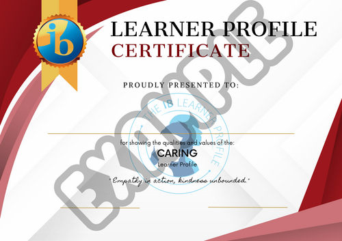 IB Learner Profile Certificates - Red, White & Gold | Teaching Resources