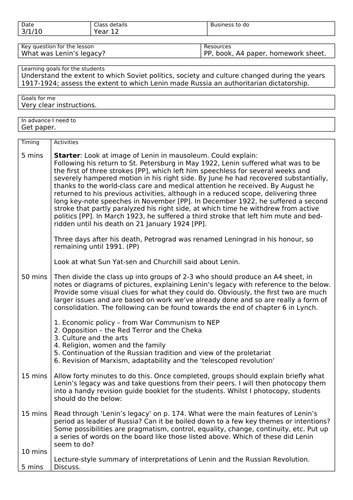 2N Revolution and dictatorship: Russia, 1917–1953 Lenin's Death and ...