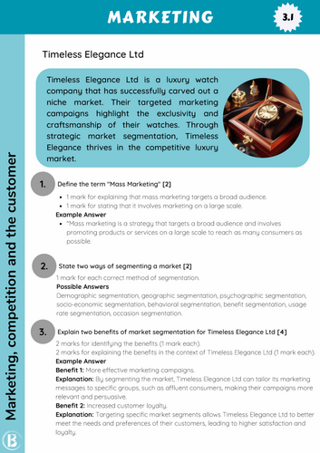 IGCSE Business Unit 3.1: Marketing, competition and the customer ...