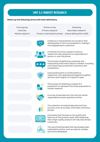 IGCSE Business Unit 3.2: Market research | Teaching Resources