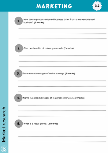 IGCSE Business Unit 3.2: Market research | Teaching Resources