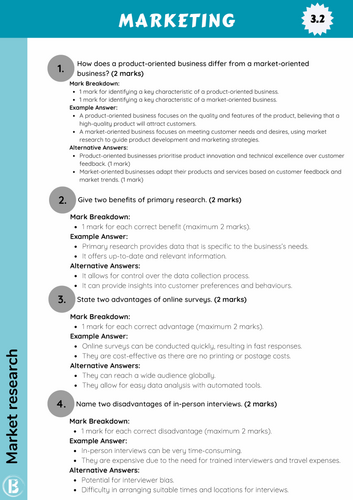 IGCSE Business Unit 3.2: Market research | Teaching Resources