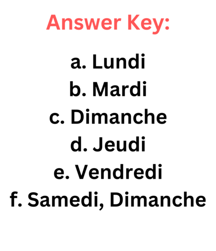 matching french days of the week worksheet - days of the week in french ...