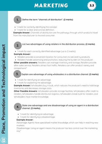 IGCSE Business Unit 3.3: Place, Promotion and Technological impact ...