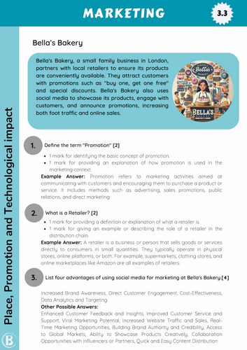 IGCSE Business Unit 3.3: Place, Promotion and Technological impact ...