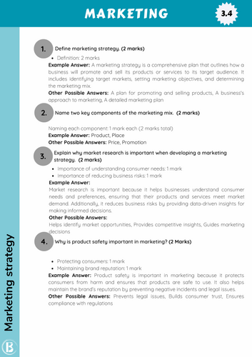 IGCSE Business Unit 3.4: Marketing strategy | Teaching Resources