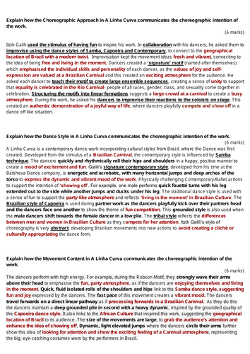 GCSE Dance: A Linha Curva 6 Mark Exemplars | Teaching Resources