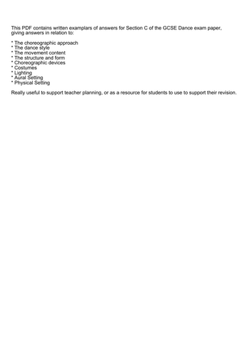 GCSE Dance: A Linha Curva 6 Mark Exemplars | Teaching Resources