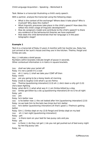 Child Language Acquisition - Speaking - A Level Unit | Teaching Resources