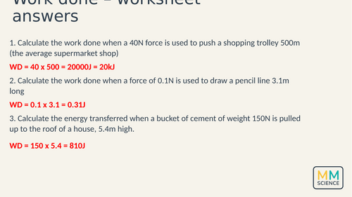 GCSE Energy and Work Worksheet | Teaching Resources