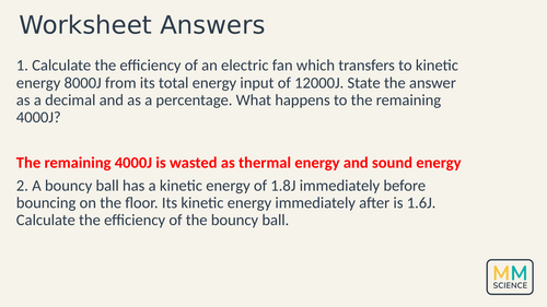 GCSE Energy: Energy and Efficiency Worksheet | Teaching Resources
