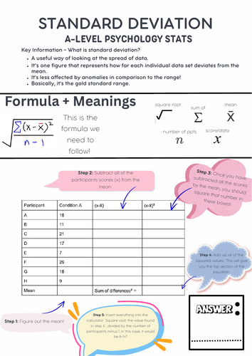 Standard Deviation - A-Level Psychology | Teaching Resources