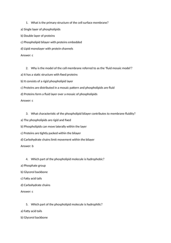 AQA A Level Biology Revision Quizes | Teaching Resources