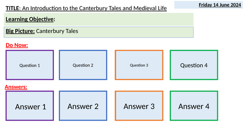 KS3 Medieval Life through the Canterbury Tales - Lesson 1 of 8 ...