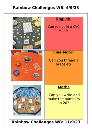 Year 1 Rainbow Challenges - Year Planning | Teaching Resources