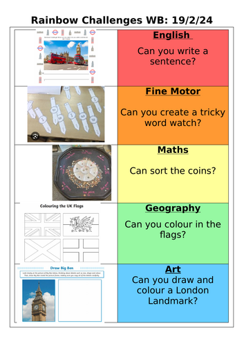 Year 1 Rainbow Challenges Spring 2 | Teaching Resources