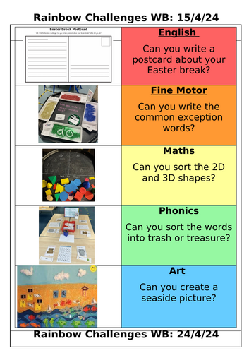 Year 1 Rainbow Challenges Summer 1 | Teaching Resources