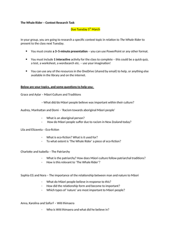 The Whale Rider - Full Scheme of Work | Teaching Resources