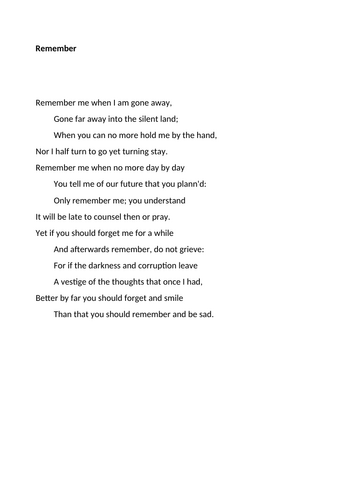Christina Rossetti - Full A Level Scheme of Work - English Literature ...