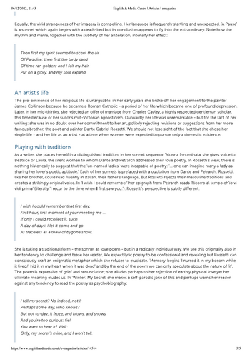 Christina Rossetti - Full A Level Scheme of Work - English Literature ...