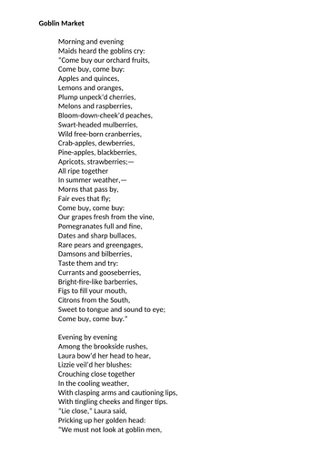 Christina Rossetti - Full A Level Scheme of Work - English Literature ...