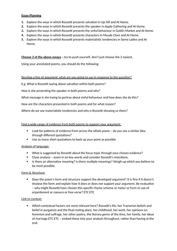 Christina Rossetti - Full A Level Scheme of Work - English Literature ...