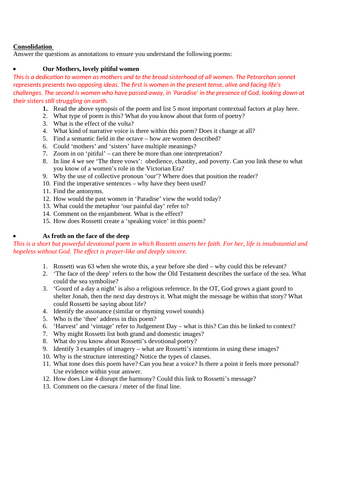 Christina Rossetti - Full A Level Scheme of Work - English Literature ...