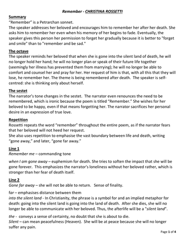 Christina Rossetti - Full A Level Scheme of Work - English Literature ...