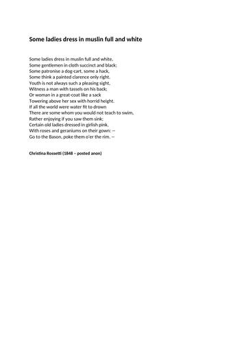 Christina Rossetti - Full A Level Scheme of Work - English Literature ...
