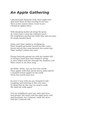 Christina Rossetti - Full A Level Scheme of Work - English Literature ...