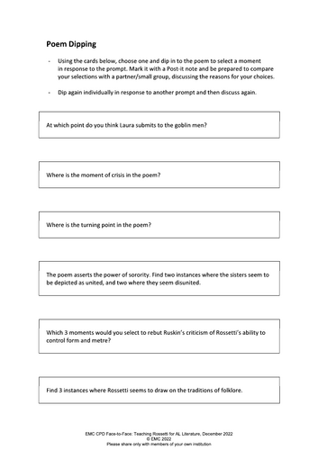 Christina Rossetti - Full A Level Scheme of Work - English Literature ...