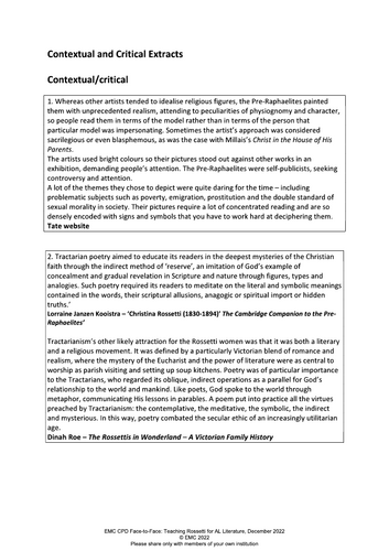 Christina Rossetti - Full A Level Scheme of Work - English Literature ...