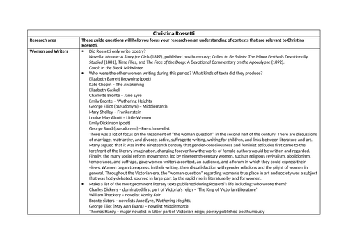 Christina Rossetti - Full A Level Scheme of Work - English Literature ...