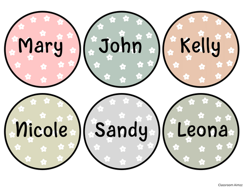 Printable Boho Student Name Labels, Round Boho Neutral Name Cards ...