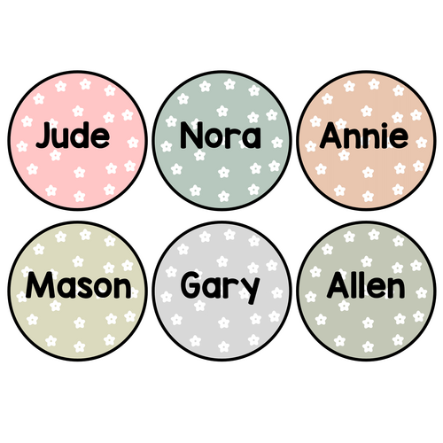 Printable Boho Student Name Labels, Round Boho Neutral Name Cards ...
