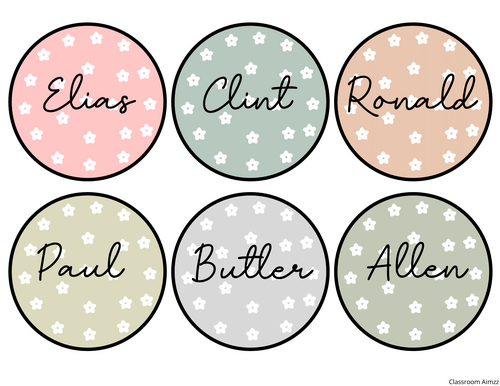 Printable Boho Student Name Labels, Round Boho Neutral Name Cards ...