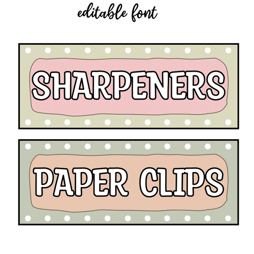 Boho Neutral Dotty Classroom Supplies Name Slips, Book Bin Tags ...