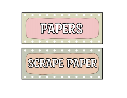 Boho Neutral Dotty Classroom Supplies Name Slips, Book Bin Tags ...