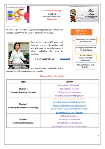 IBDP S/HL - Abnormal Psychology - Etiology of Disorder(s) | Teaching ...