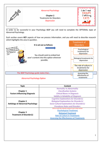 IBDP S/HL - Abnormal Psychology - Treatments for Disorder(s) | Teaching ...