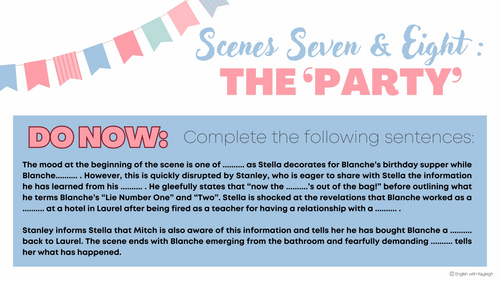 A Streetcar Named Desire | Lesson Nine | Drama Analysis | Tennessee ...